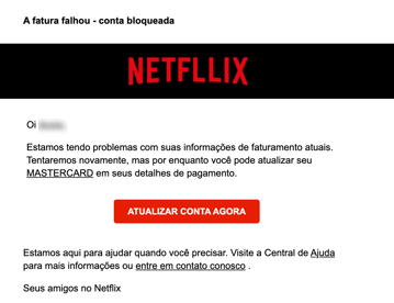 Os exemplos mais comuns de um e-mail de phishing