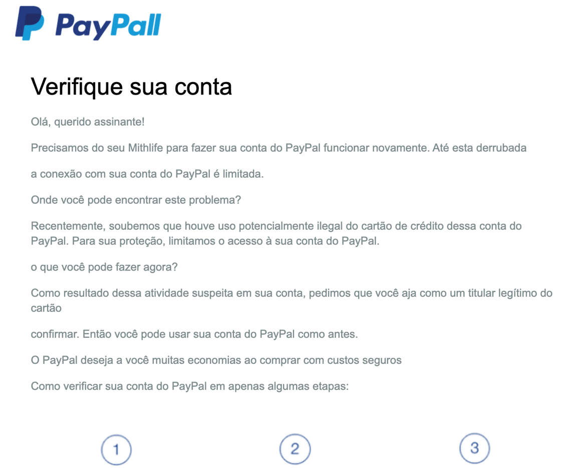 Os exemplos mais comuns de um e-mail de phishing