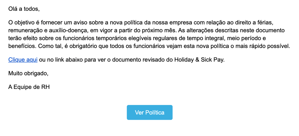 Os exemplos mais comuns de um e-mail de phishing